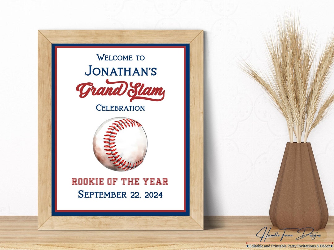 EDITABLE Welcome Sign First Birthday Baseball, Birthday Party Decor for ...