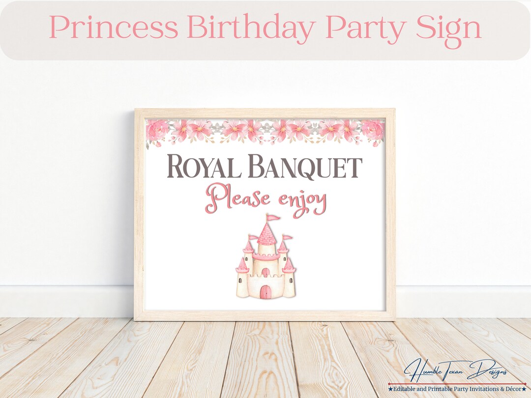 Princess Party Signs, Sign for Food Table, Princess 1st Birthday ...
