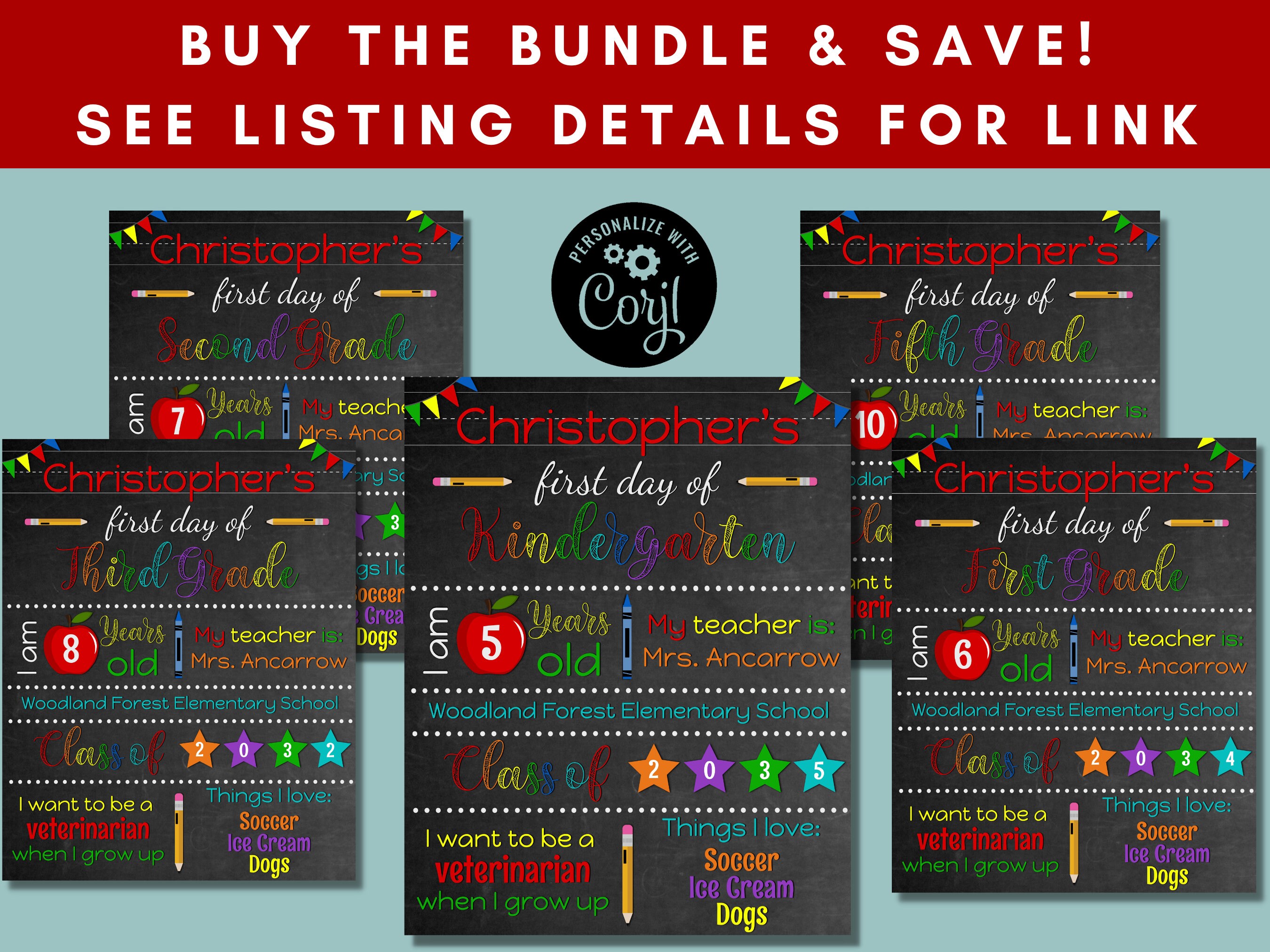 First Day of Second Grade Sign Printable, Editable Chalkboard ...