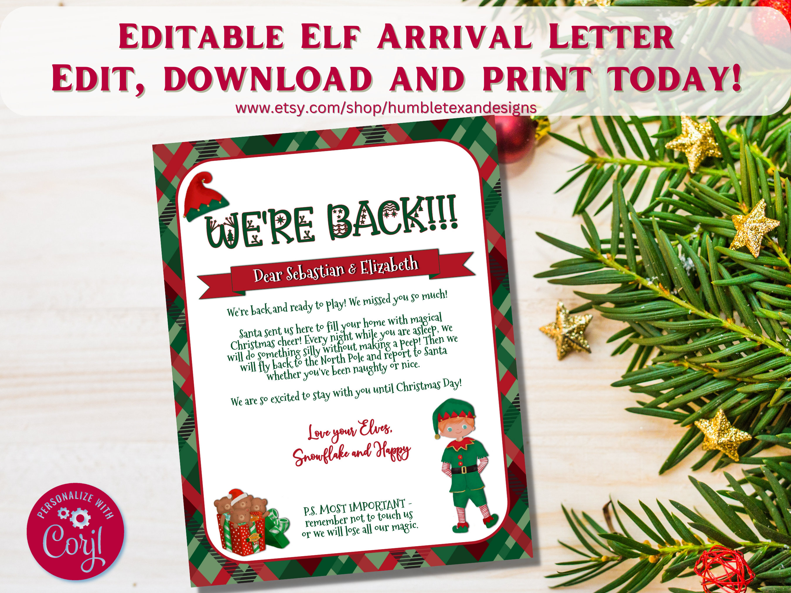 EDITABLE Elf Arrival Letter, We're Back Elf Letters, Hello Letter From ...