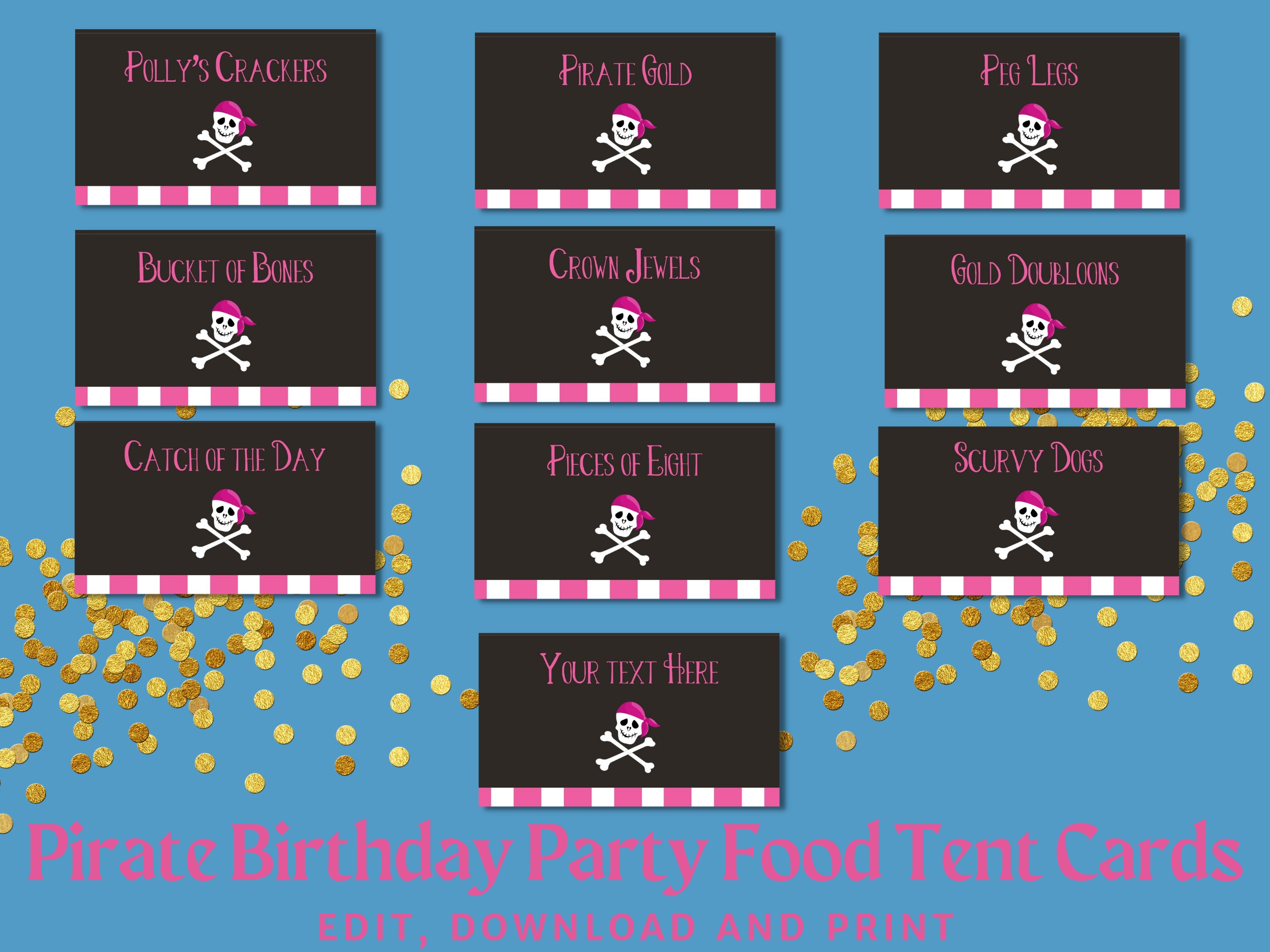 Pirate Party Food Labels, Girl Party Decor, Personalized Decorations ...