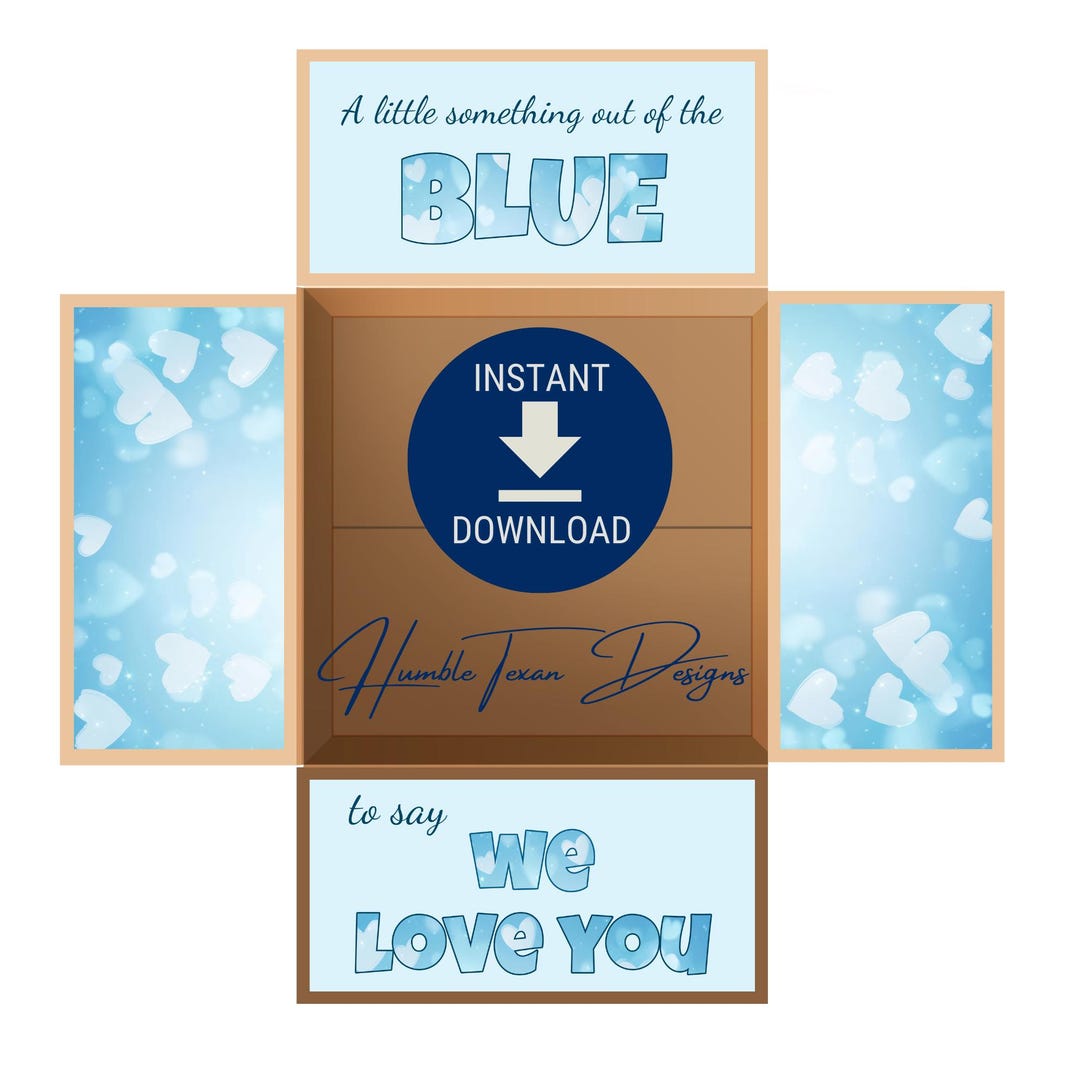 CARE PACKAGE PRINTABLE Box Flaps, Out of the Blue Box, Deployment Care ...