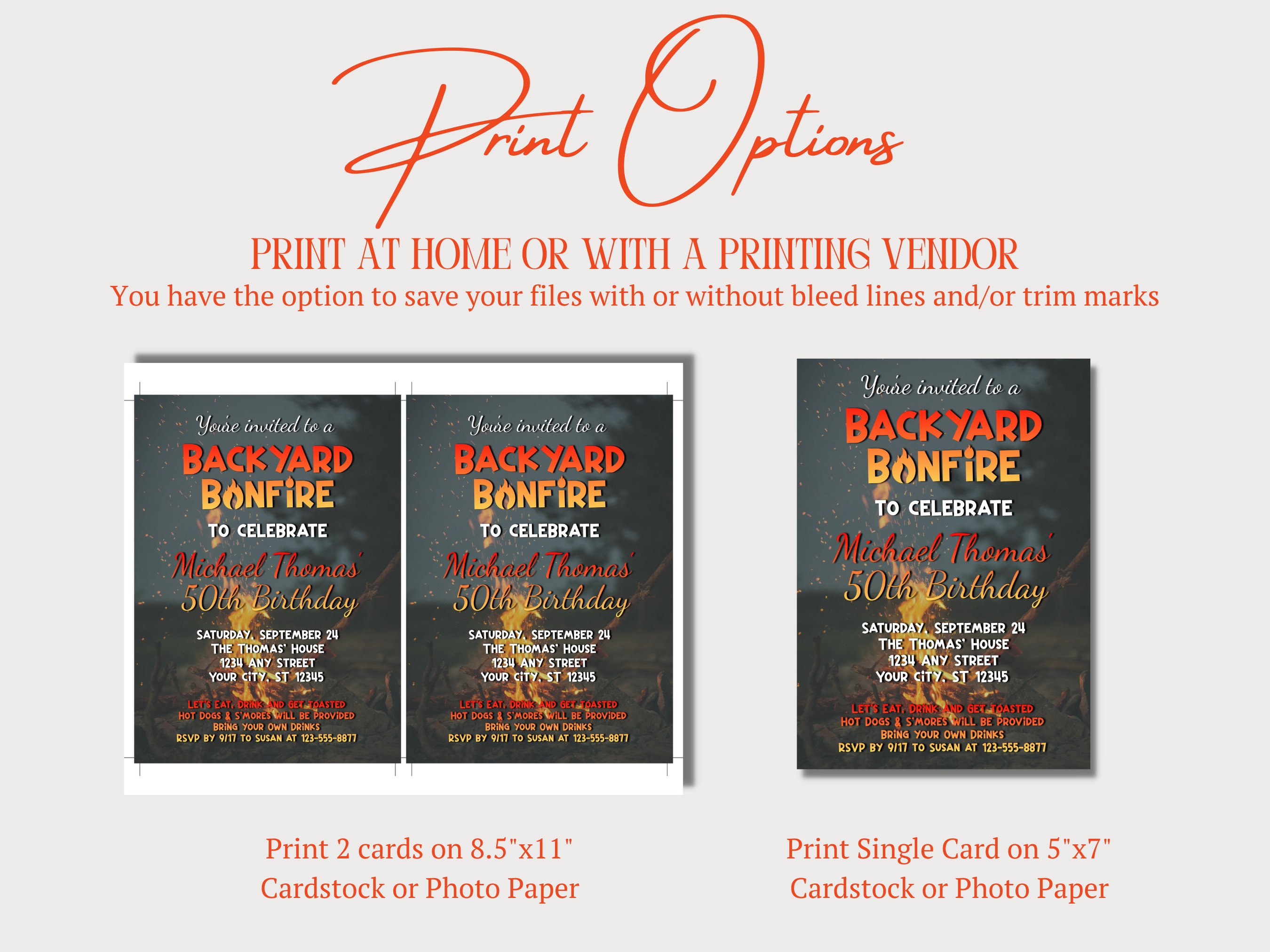 Backyard Bonfire Birthday Invitation, Personalized Birthday Invite ...