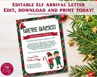 EDITABLE Elf Arrival Letter, I'm Back Elf Letters, Hello Letter From ...