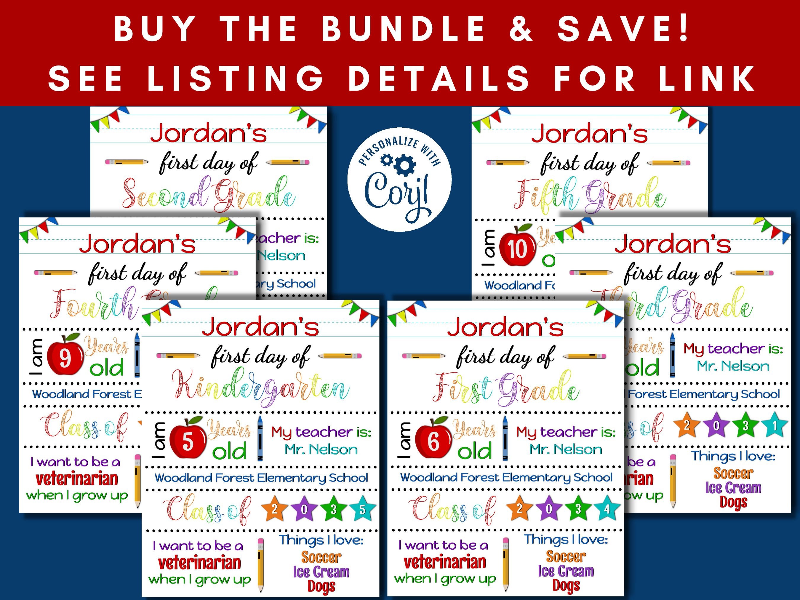 First Day of Second Grade Sign, Editable Poster Digital, Personalized ...