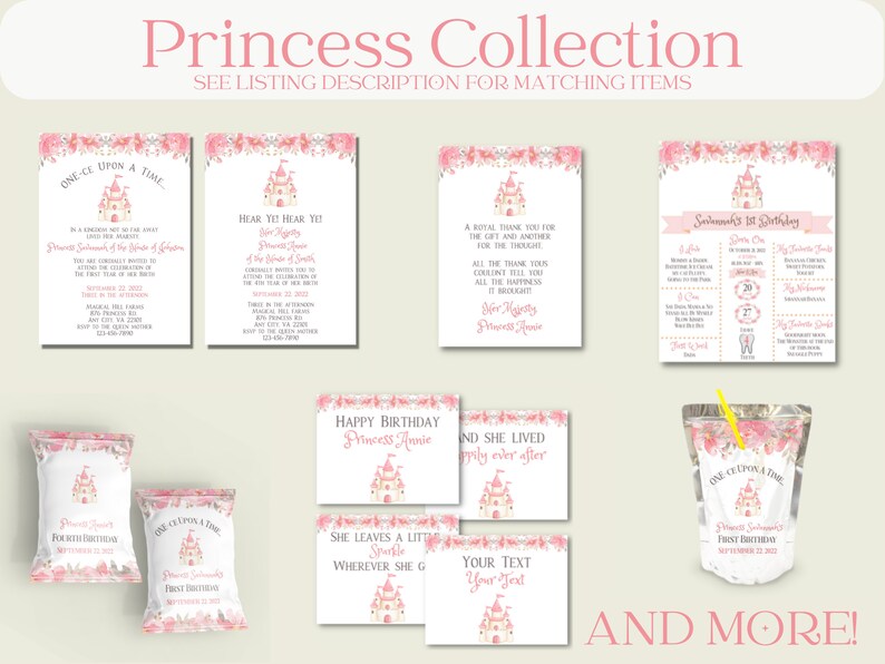 Princess Party Signs, Sign for Food Table, Princess 1st Birthday ...