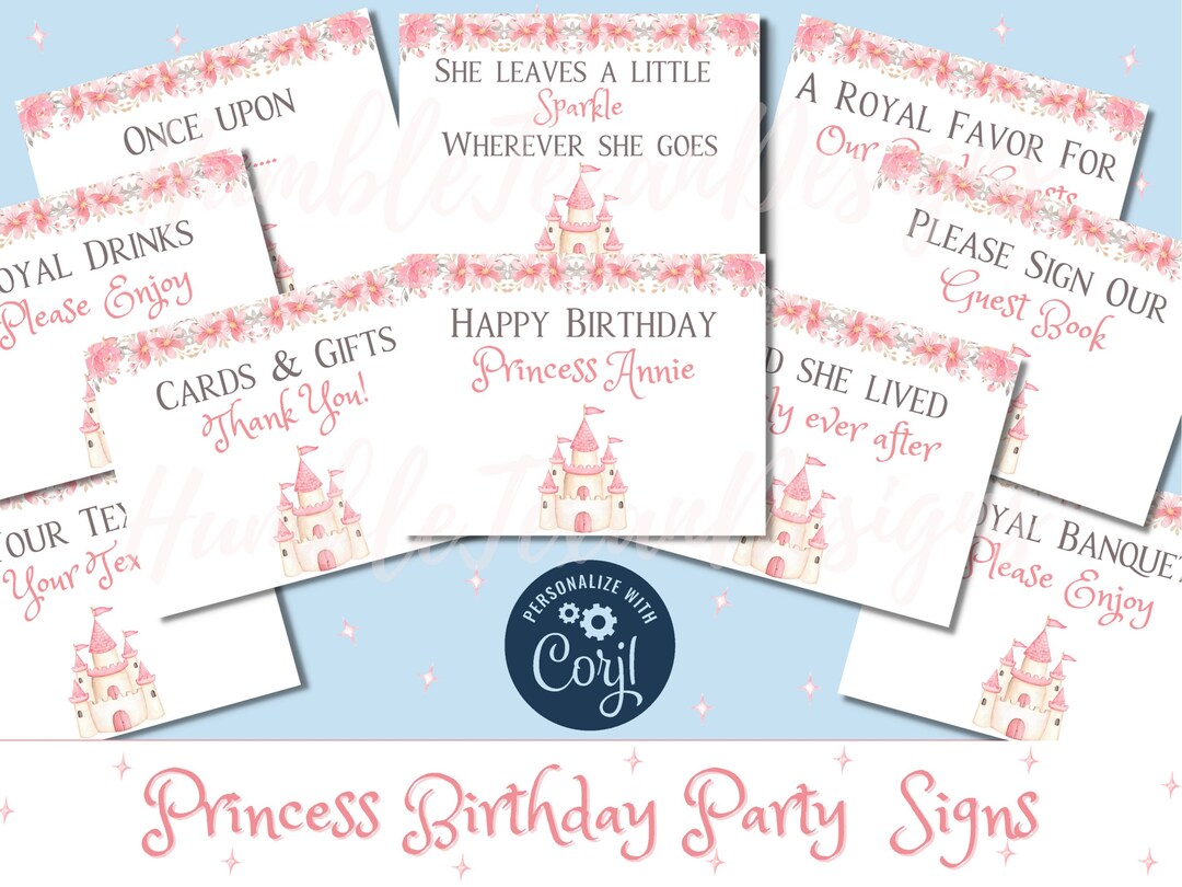 Princess Birthday Party Decorations, Princess Party Printables ...