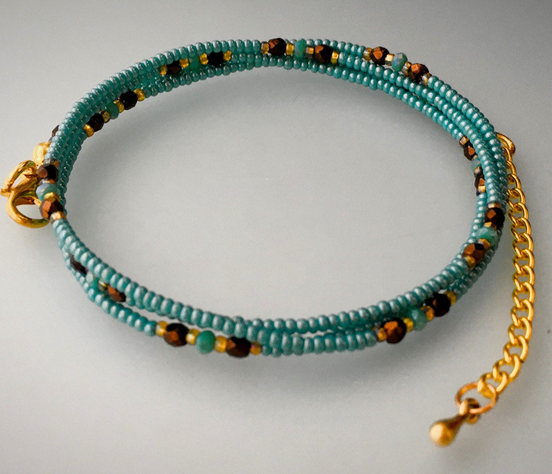 Blue Czech Glass Waist Beads – Gold Clasp Belly Chain - Etsy