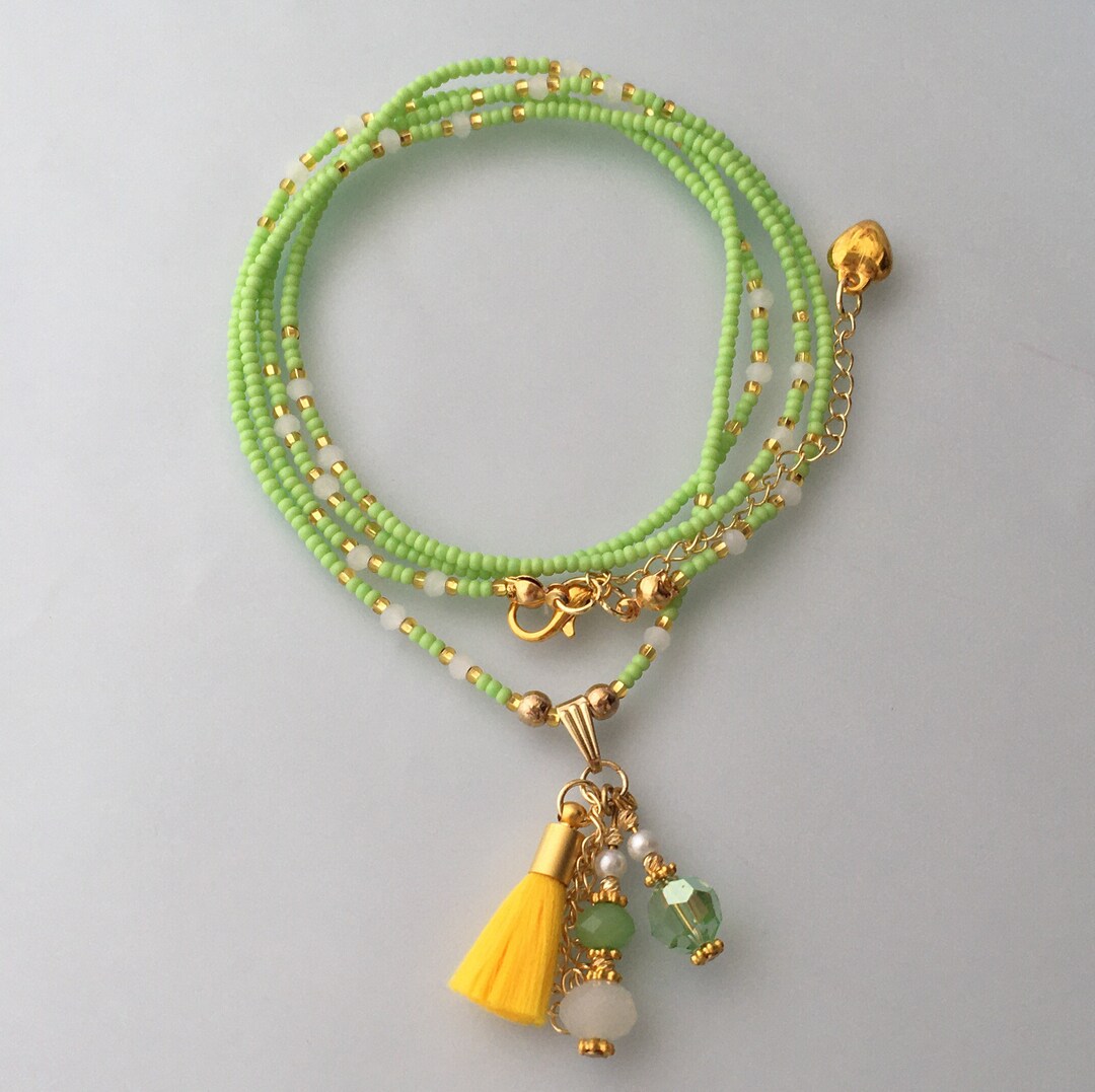 Czech Seed Bead Waist Beads - Tassel Belly Chain With Clasp - Etsy