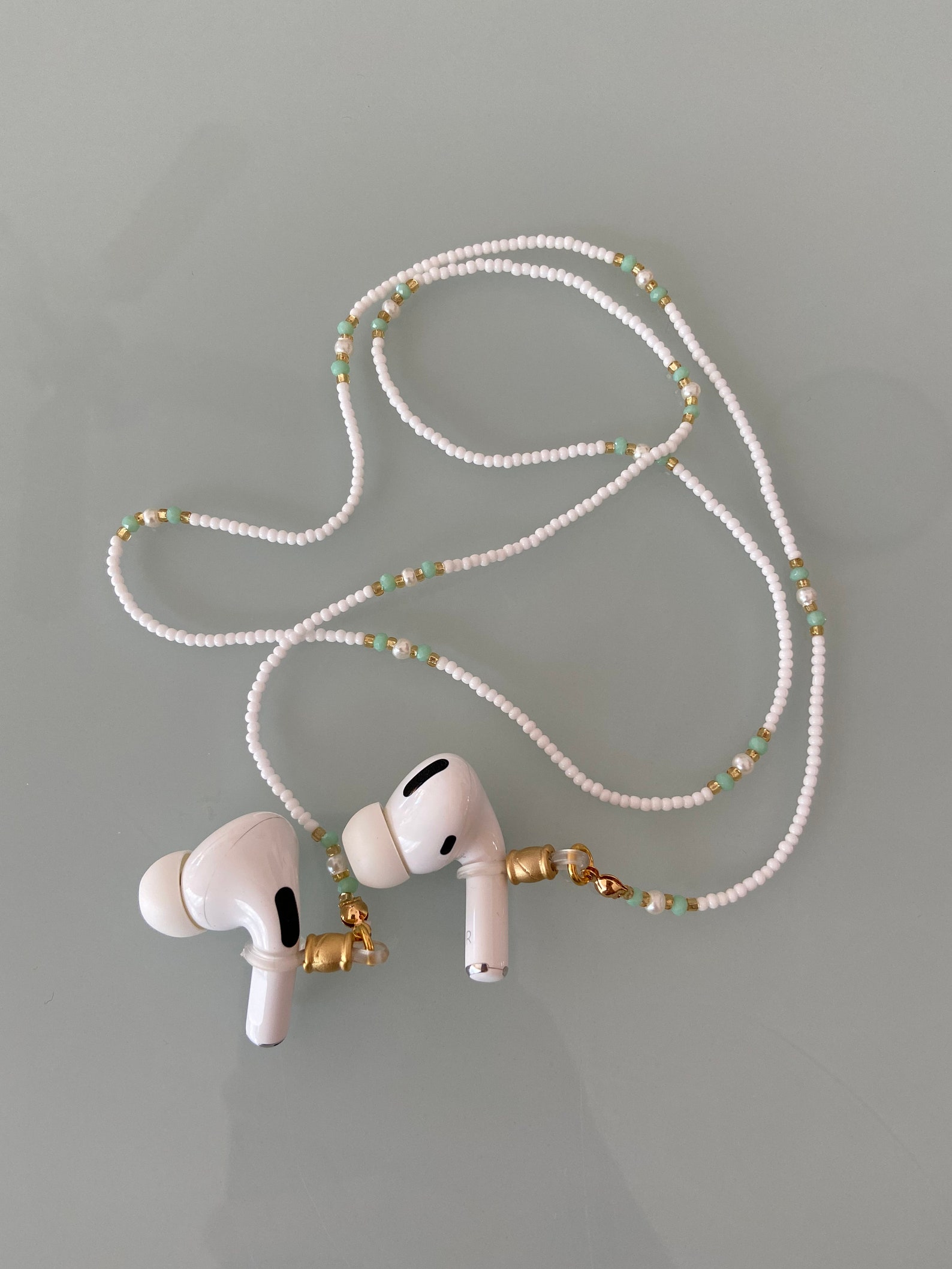 Beaded Face Mask and AirPod Lanyard, 14K Gold, 23 Inch - Etsy
