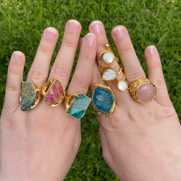 Natural Stone Ring - Etsy