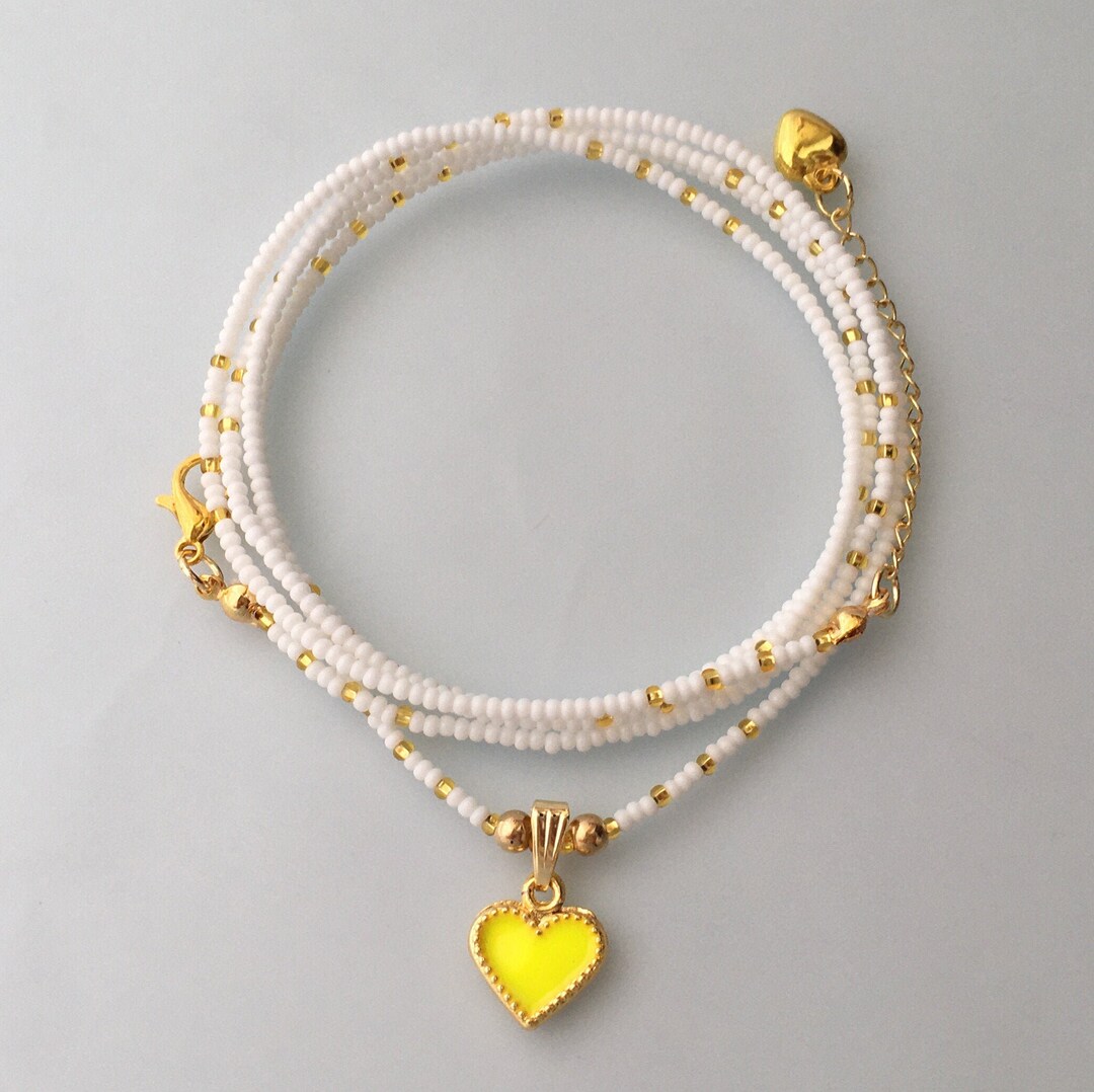 Heart Waist Beads – Czech Glass Belly Chain With Gold Clasp - Etsy