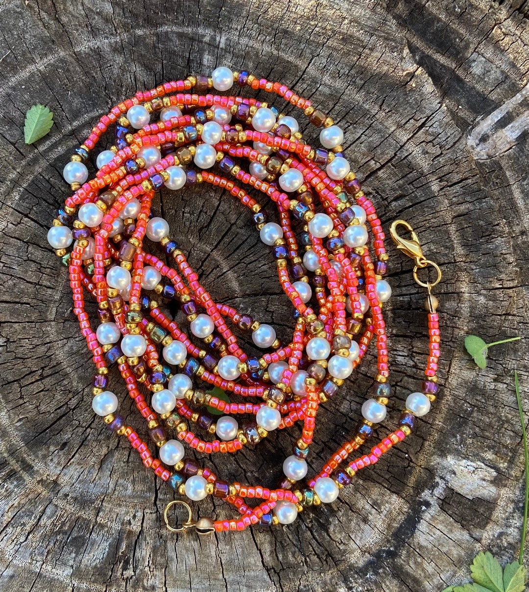 Beaded Belly Chain With Pearls | Boho Waist Jewelry - Etsy