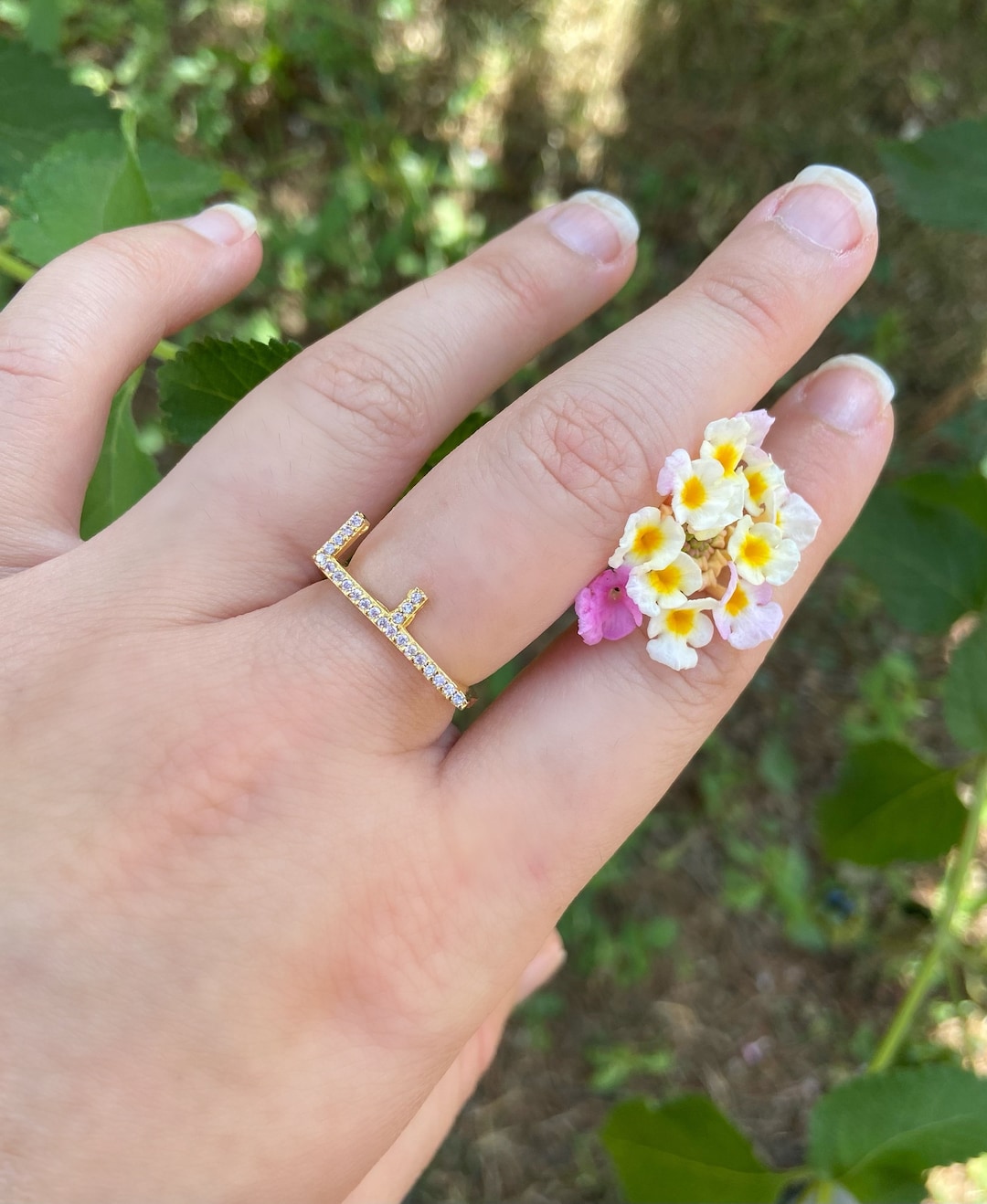 14K Letter Ring, Initial Ring, Alphabet Ring, Personalized Ring, Custom ...