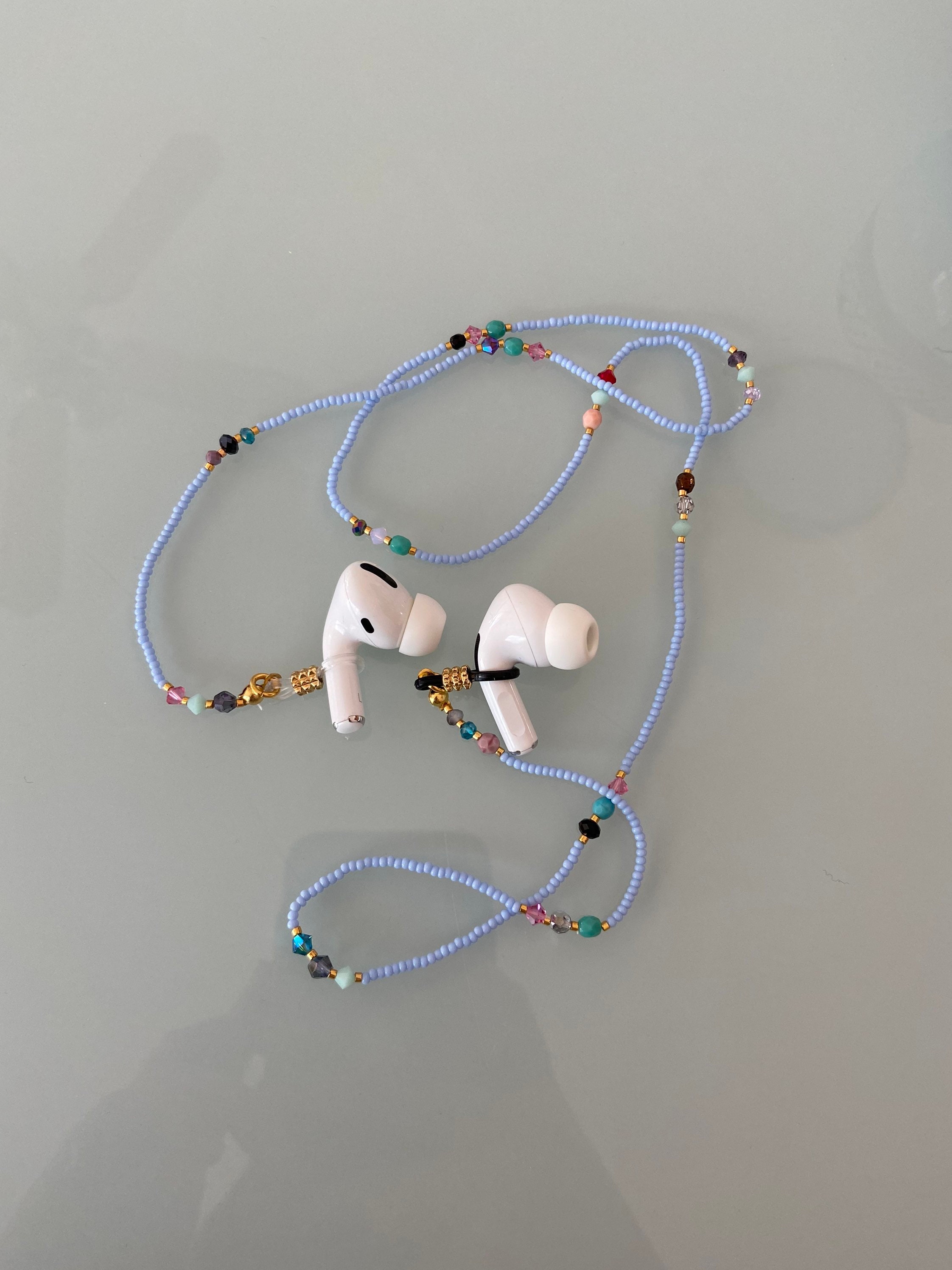 Beaded AirPod Rope, Crystal Eyeglass Chain, Facemask Strap Holder ...