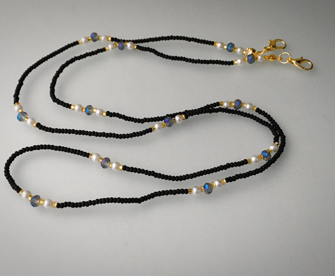 Beaded Face Mask Lanyard, Crystal Pearl Mask Chain, 14K Gold - Etsy