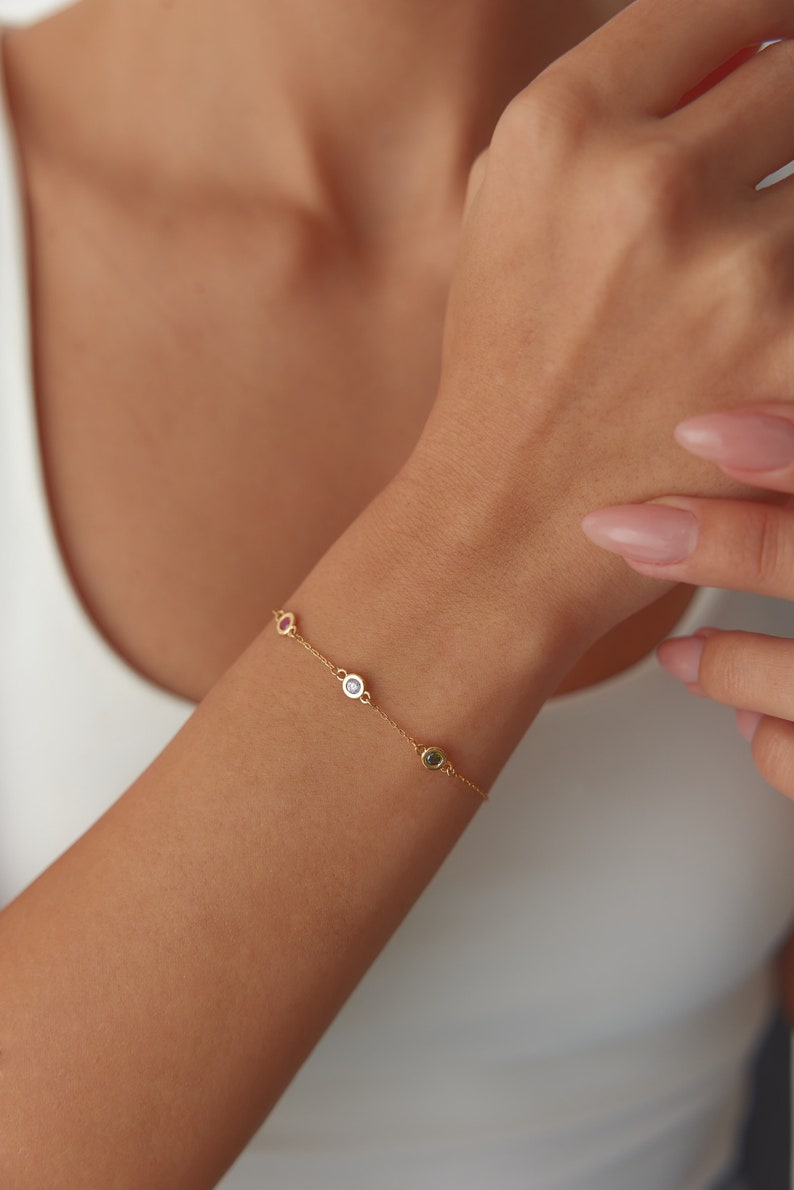 Birthstone Bracelet Family Multi-stone Design - Sterling Silver - Etsy