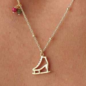 Ice Skating Necklace, Silver Skater Necklace, 14K Dainty Ice Skating ...