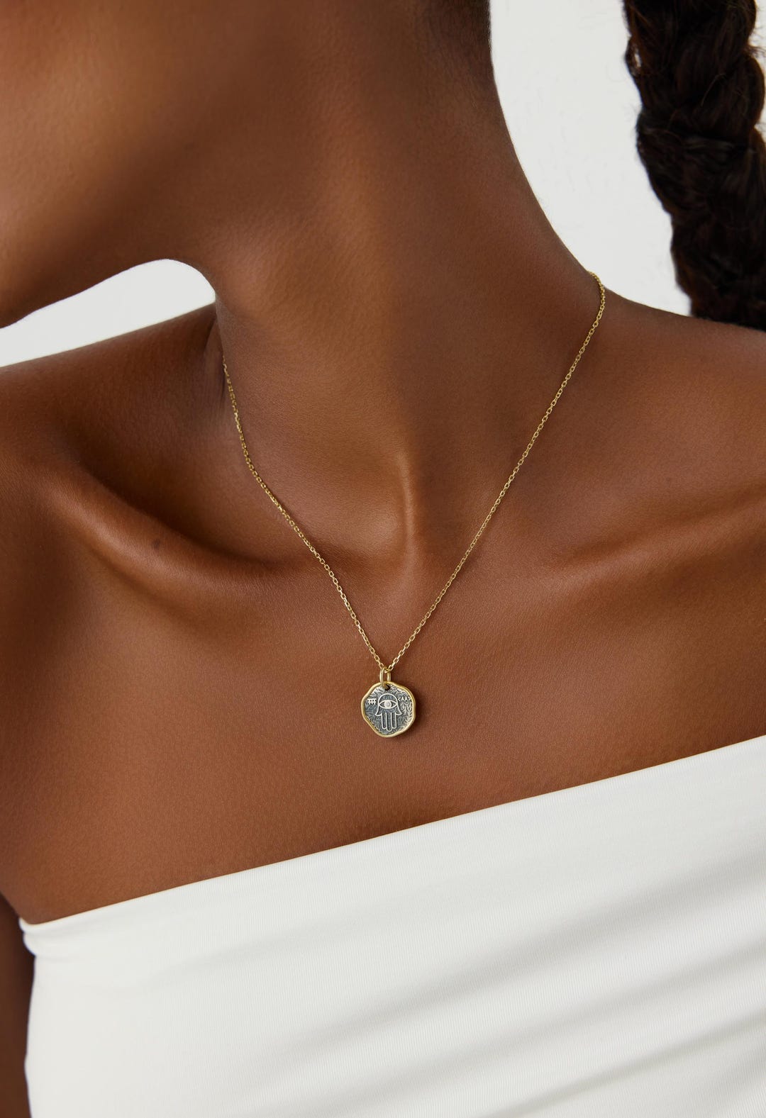 Hamsa Hand Necklace, Gold Coin Necklace, Sterling Silver Necklace ...