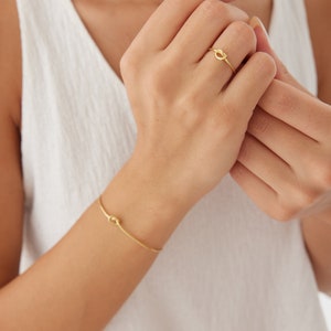 Knot Bracelet, 14K Gold Love Knot Bangle, Promise Bracelet, Gold Filled ...