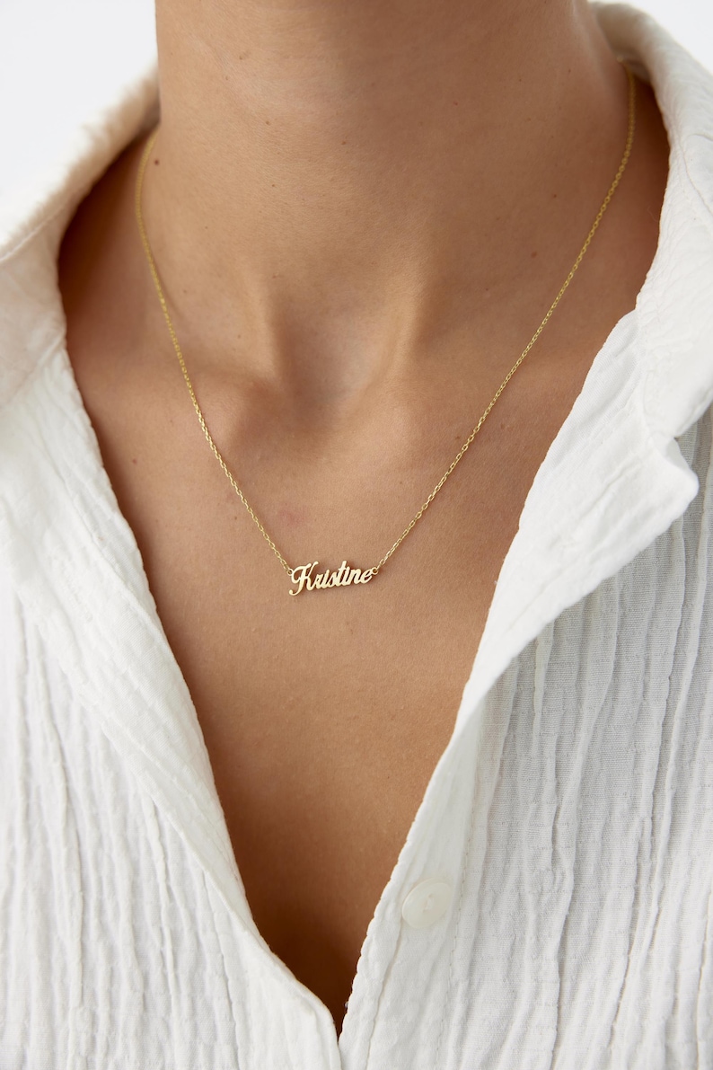 Collar personalizado con el nombre de la familia, plata de ley y oro de ...