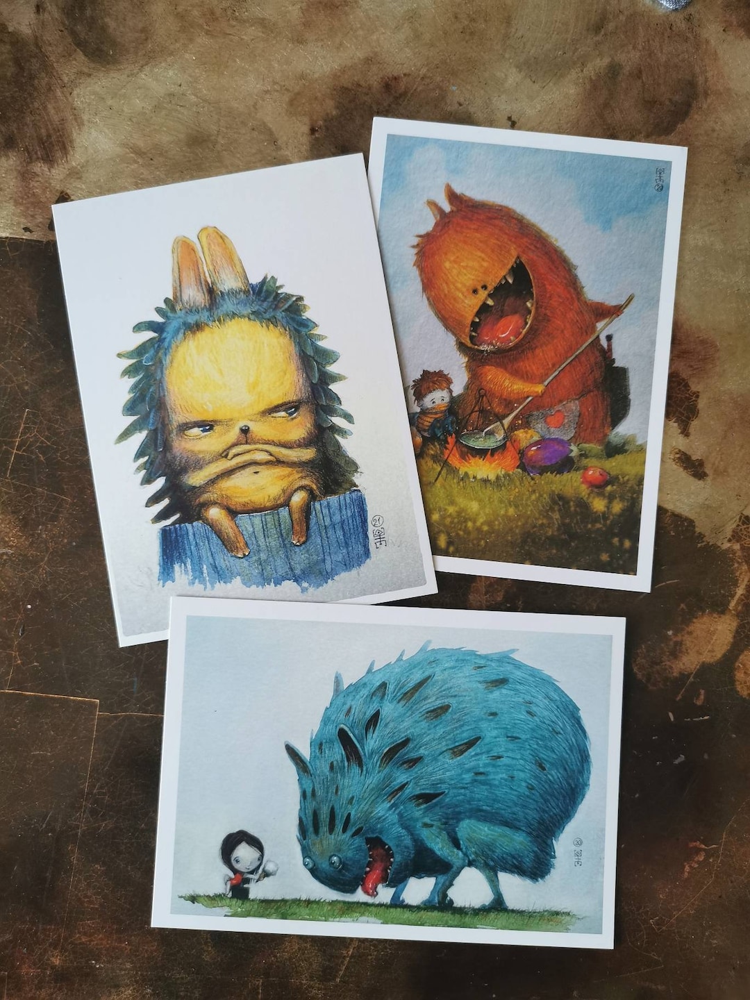 3 Fantasy Art Postcards Printing of the Original Illustration Mythical ...