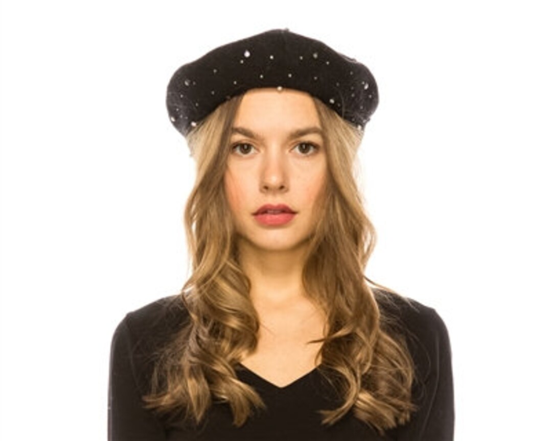 Wool Beret Studded All Over With Rhinestones. New Arrival Best Winter ...