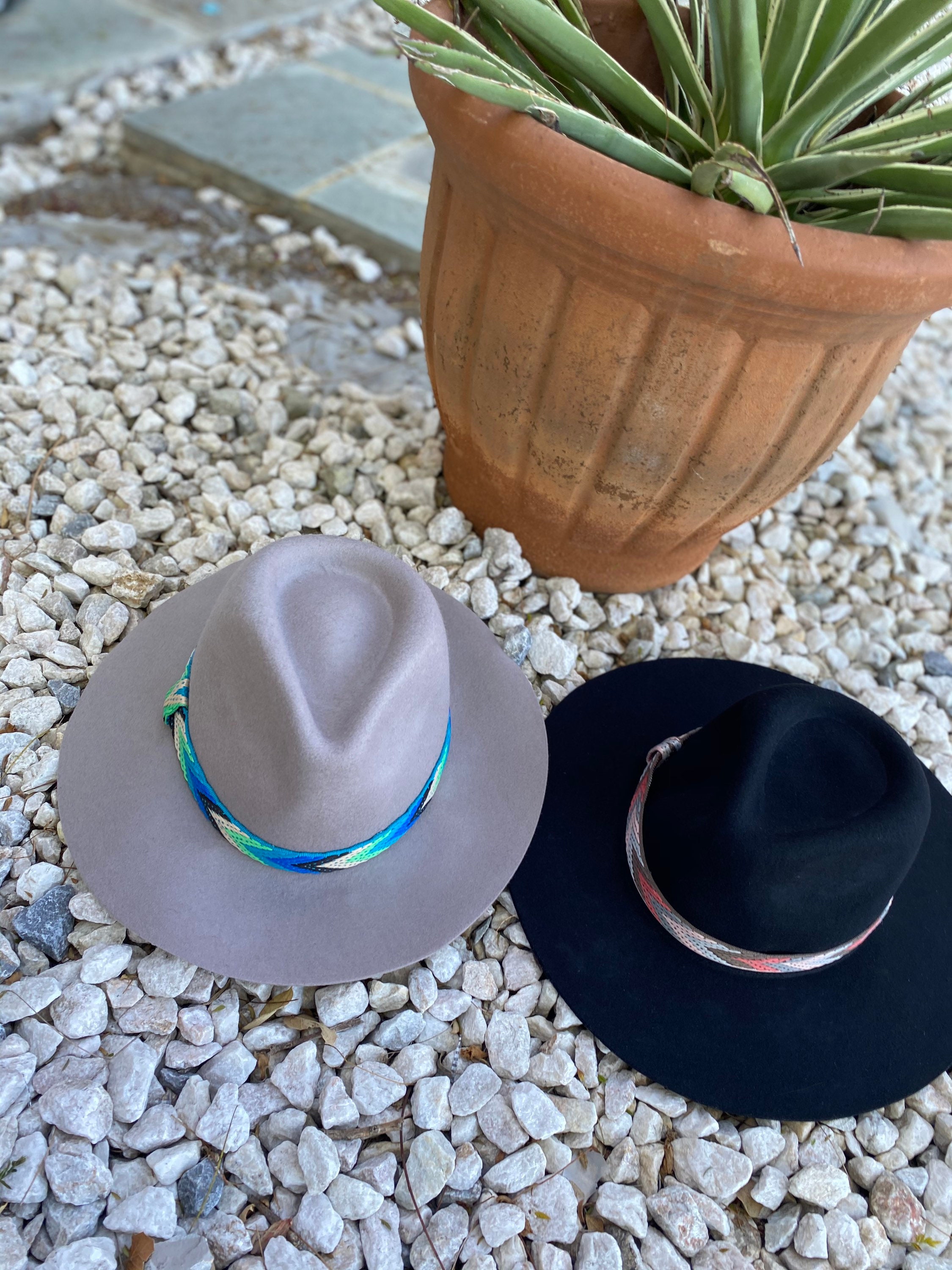 Wool Felt Panama Hat With Tribal Band Fedora Hat 100% Wool - Etsy