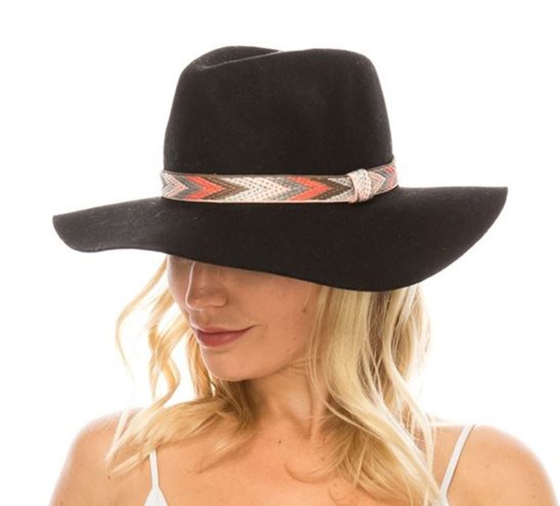 Wool Felt Panama Hat With Tribal Band Fedora Hat 100% Wool - Etsy