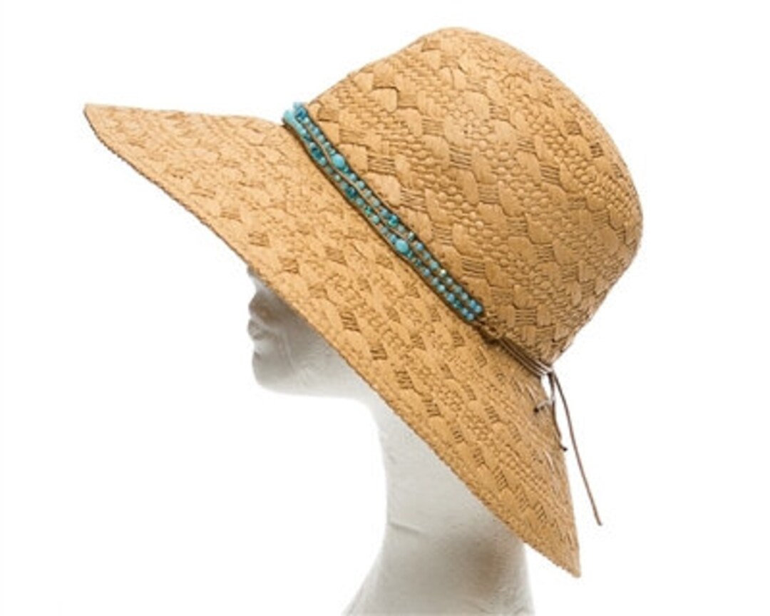 Premium Quality Handmade Wide Brim Textured Hat With Beaded Band ...