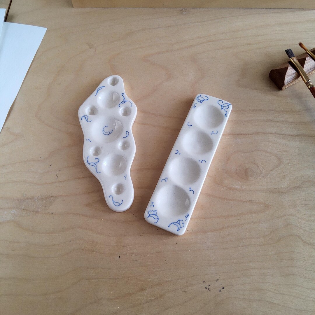 Ceramic Watercolor Palette With Pattern, Unique Artist Gift, Ceramic ...