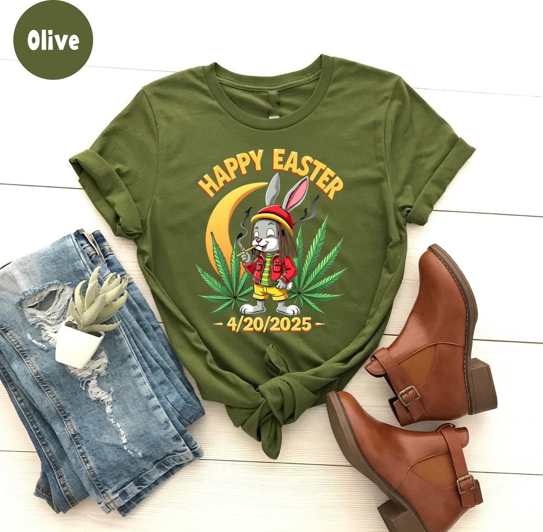 Stoned Easter Bunny With Joint 4/20 Marijuana Easter 420 T-shirt, Funny ...