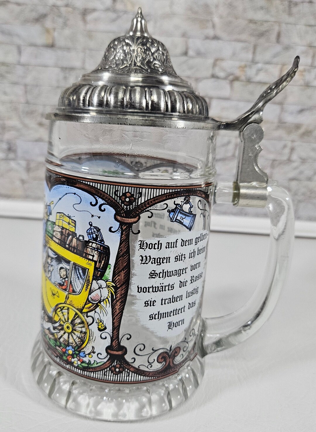 Vintage BMF Painted German Glass Beer Stein - Etsy
