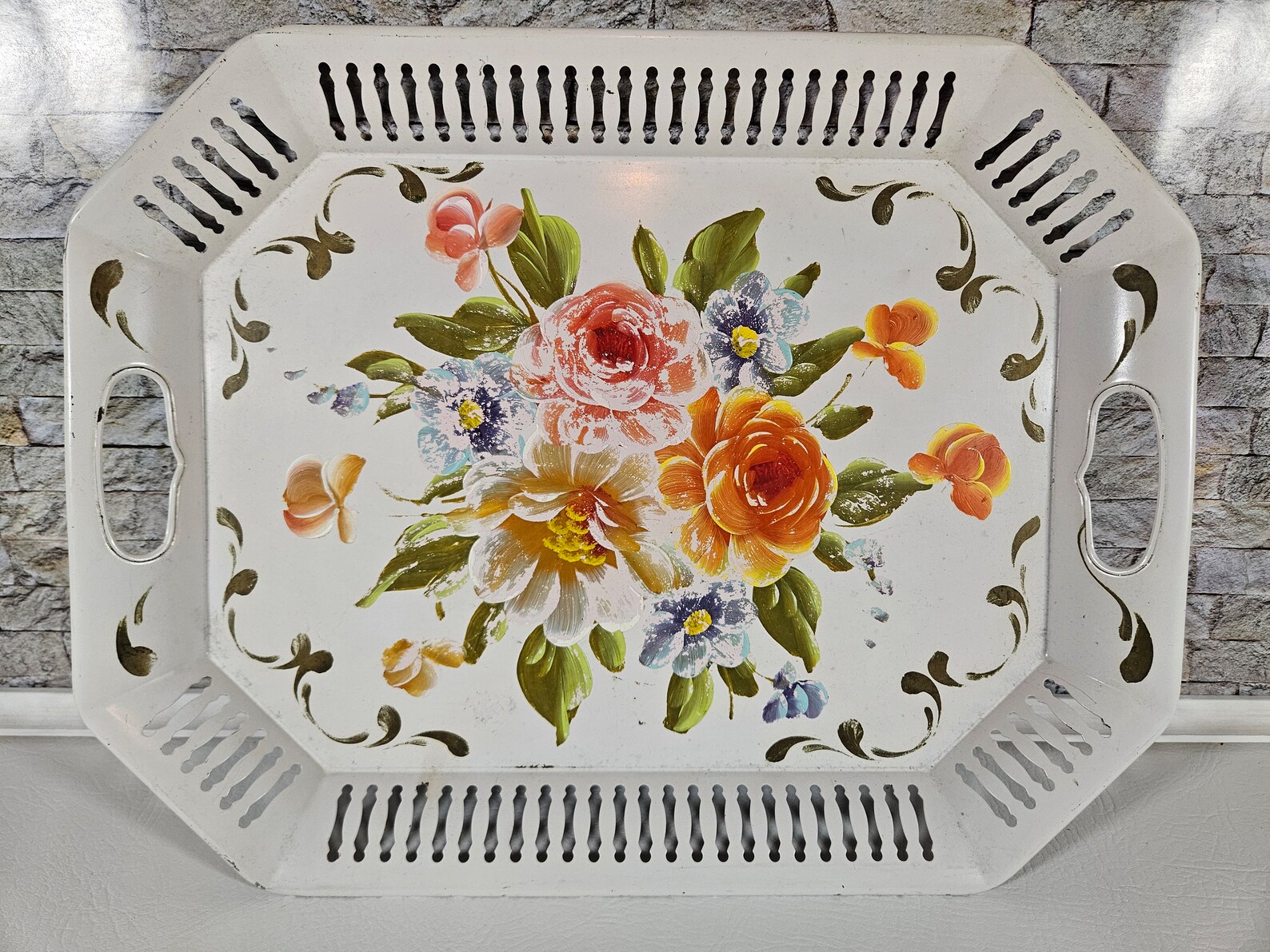Vintage Decorative Floral Tray - Etsy