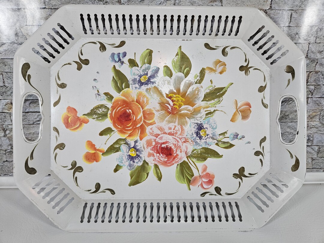 Vintage Decorative Floral Tray - Etsy