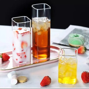 Rectangular Glass Cup Square Glass Cup for Coffee, Tea, Cocktail, Juice ...