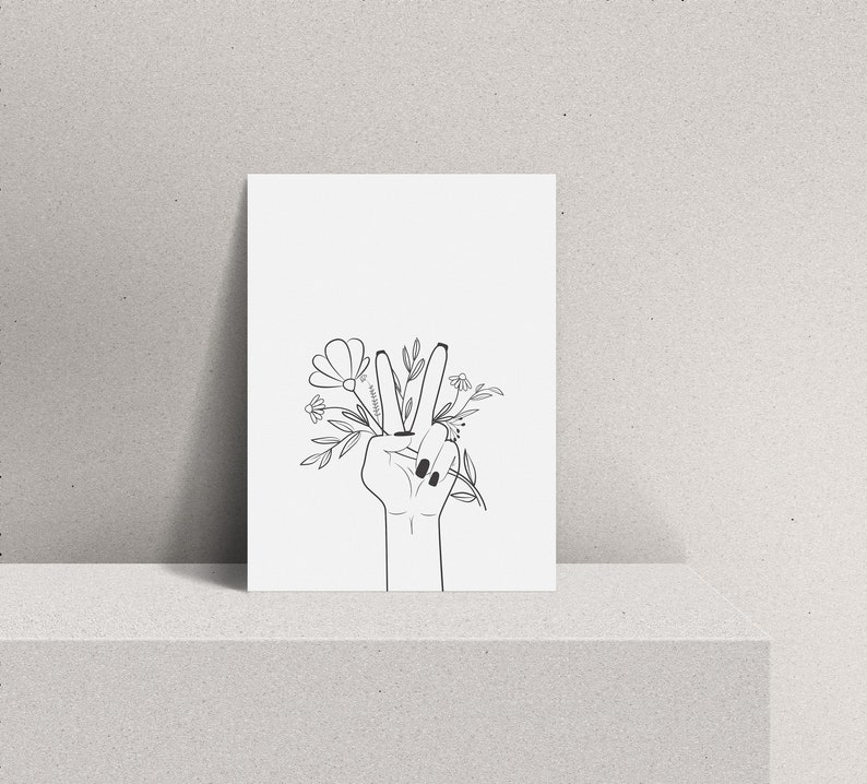Peace Sign Printable Wall Art Flowers Peace Fingers Hand - Etsy