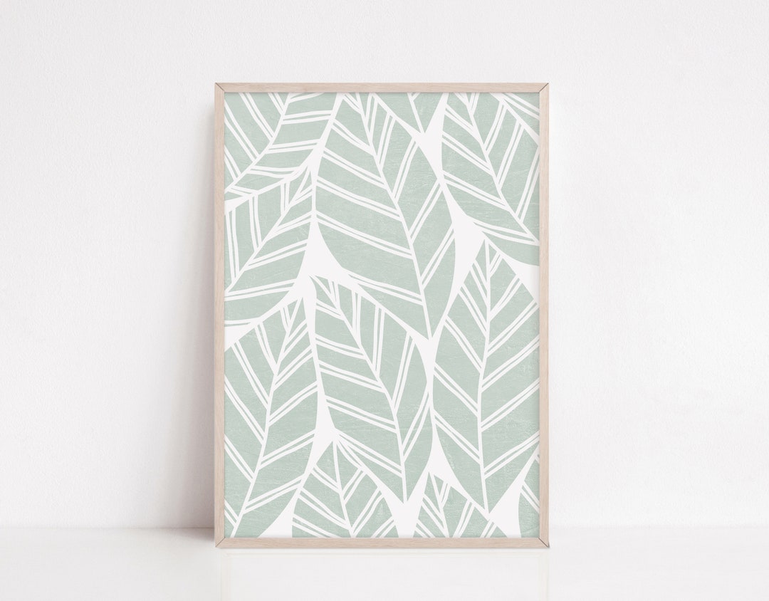 Teal Leaves Print | Abstract Botanical Wall Art (digital Download) - Etsy