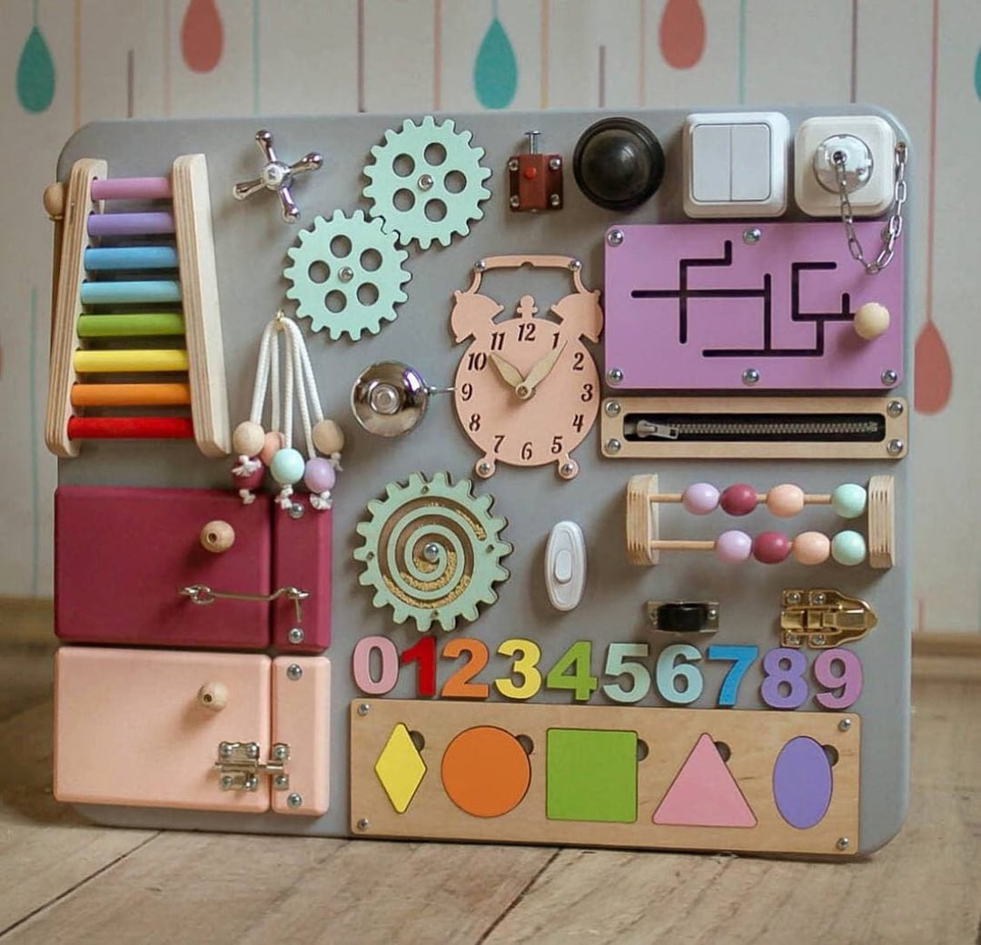 Baby Busy Board Montessori Toddler Busy Board Playroom Idea Waiting ...