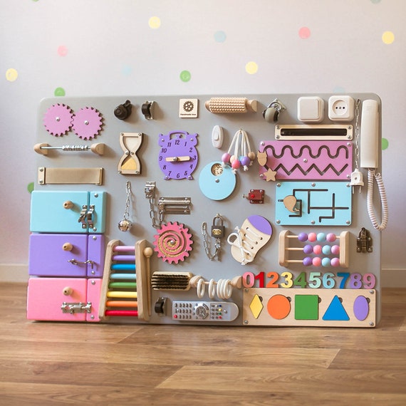 Activity Board Boy and Girl Personalized Busy Board 1 Year Old Toddler Activity Toy Toddler Gift Montessori Toddler Toys Latch Board Etsy Canada