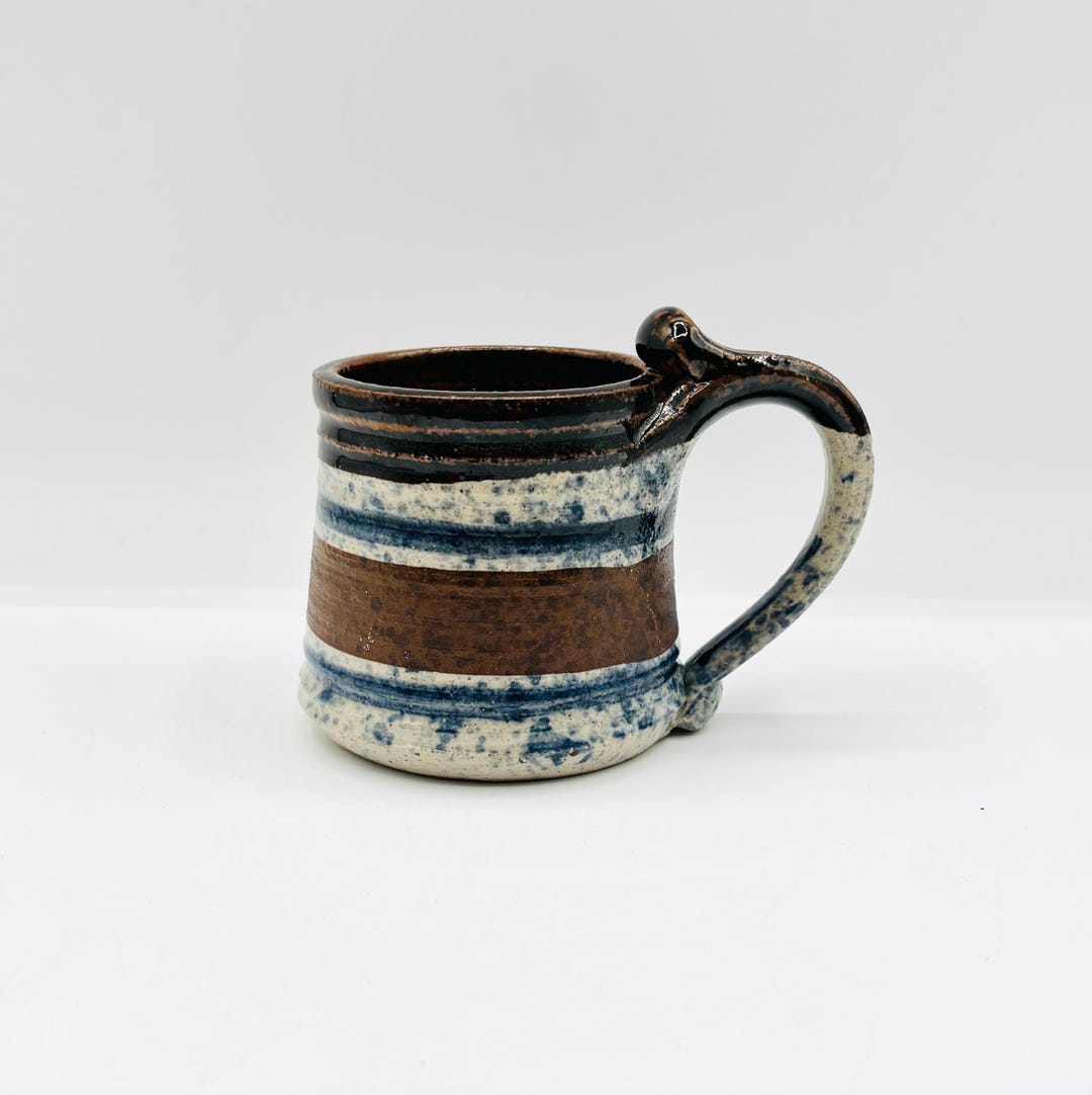 Vintage Pottery Brown and Blue Mug by Bishop Hill Colony Pottery, IL ...