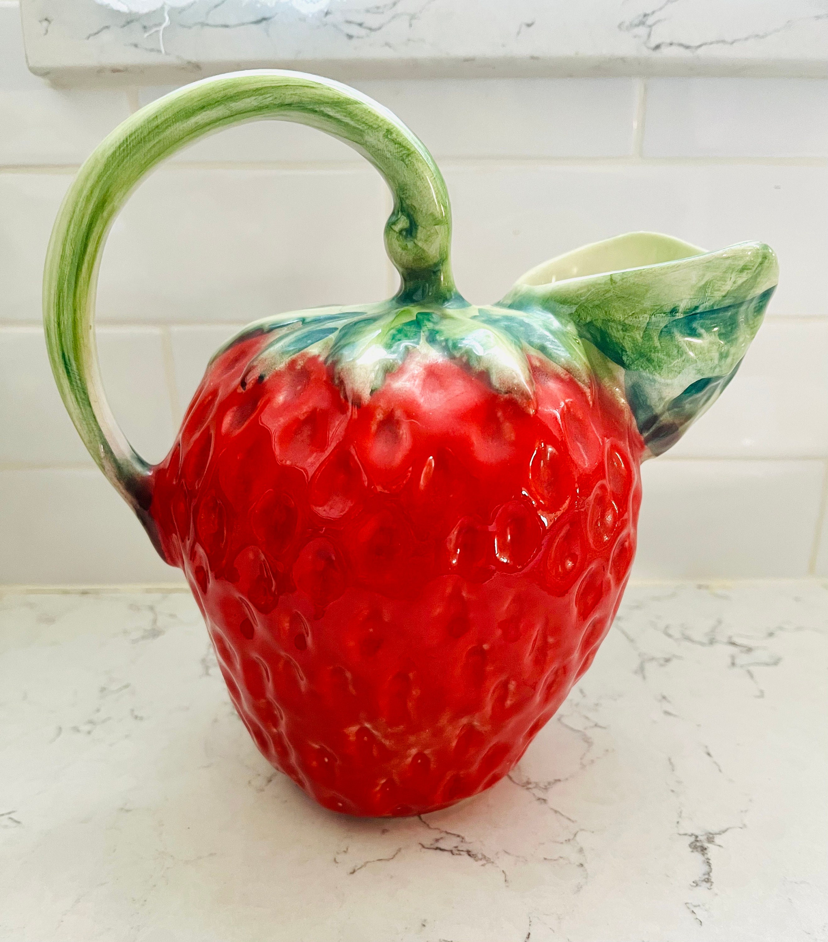 Strawberry Pitcher Paradox Made in Italy Hand Painted Vintage Pitcher ...
