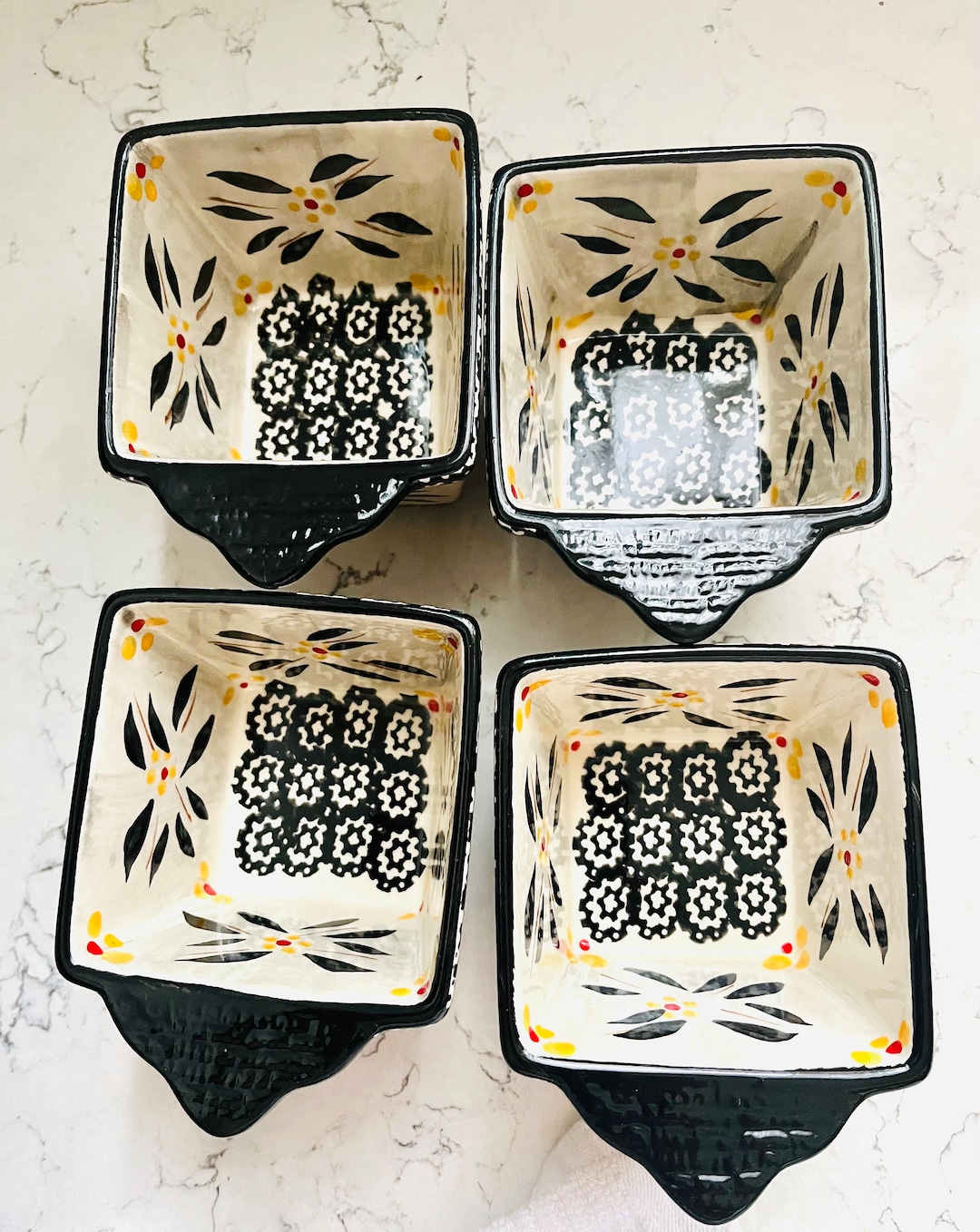 Vintage Set of 4 Temptations Black Ramekins With Lids by Ovenware by ...