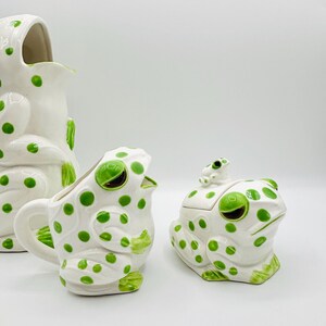 Vintage Spotted Green and White Frog Trio by Schmid Design Folio - Etsy