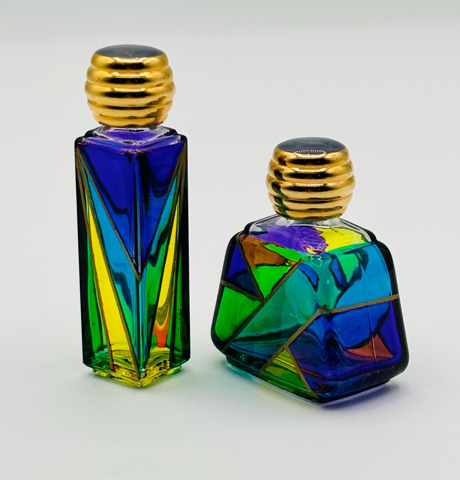 One Pair of Venetian Glass Purfume Bottles Handmade / Hand Painted in ...