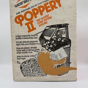 Sealed in Box _vintage 4 QT Automatic West Bend Poppery II Hot Air Corn ...