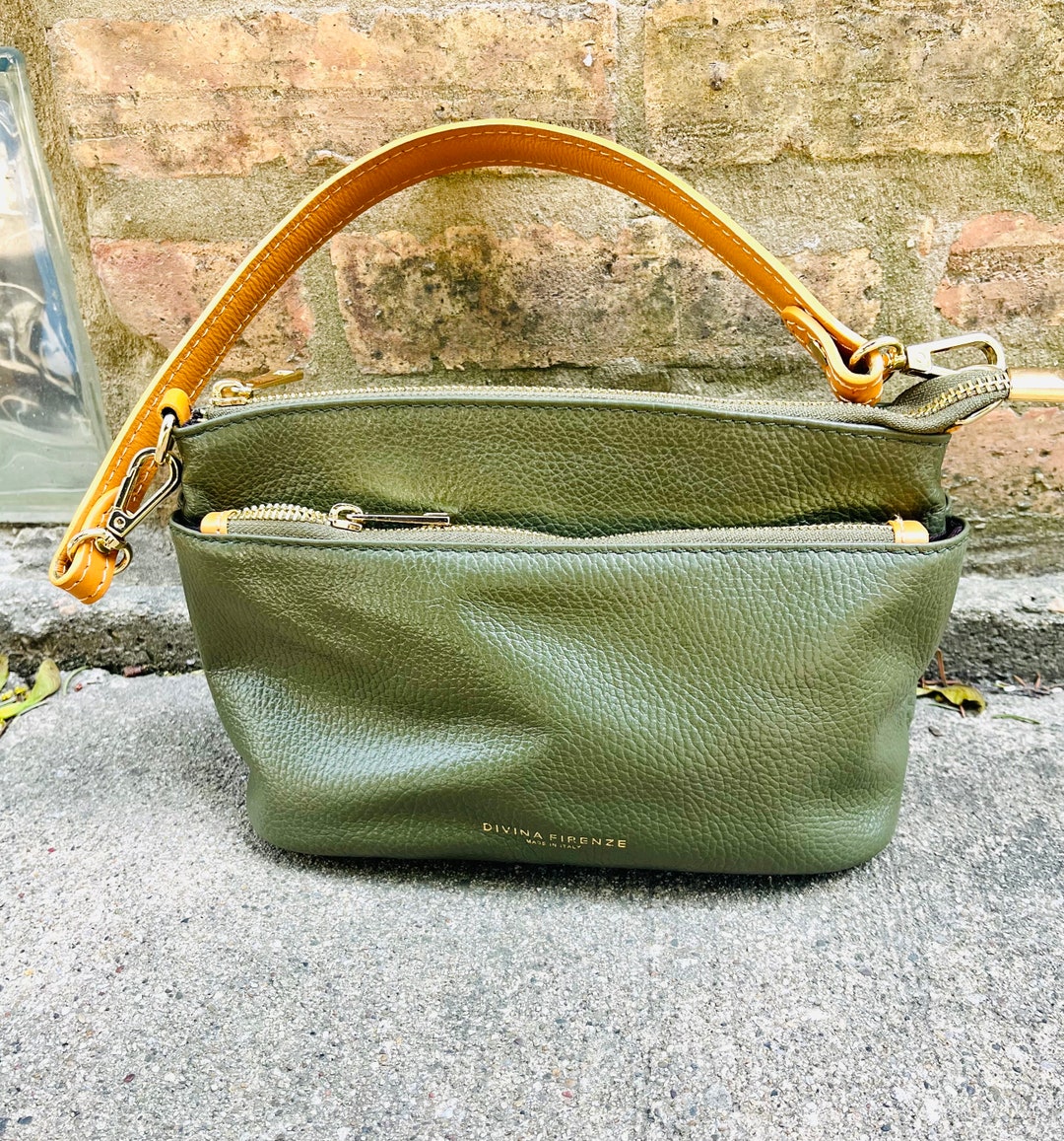 Divina Firenze Made in Italy Leather Olive Green Bag - Etsy