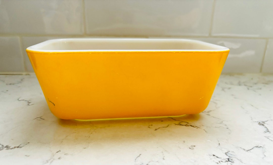 Vintage Pyrex 502 Bright Yellow Sunflower Refrigerator Dish Made in USA ...