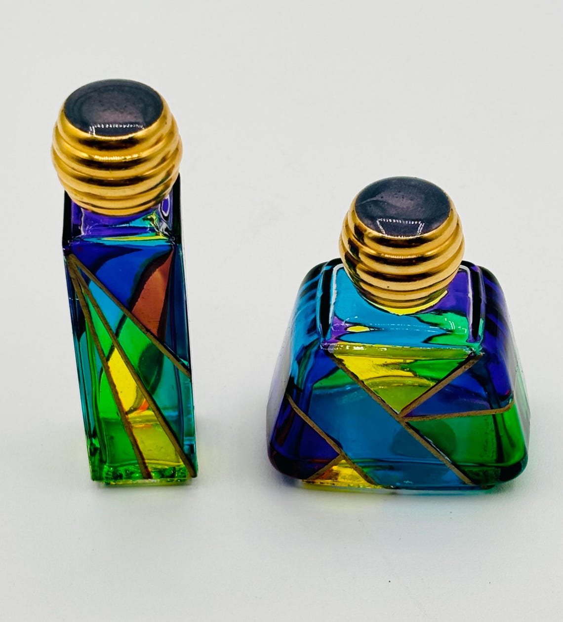 One Pair of Venetian Glass Purfume Bottles Handmade / Hand Painted in ...