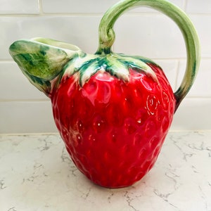 Strawberry Pitcher Paradox Made in Italy Hand Painted Vintage Pitcher ...